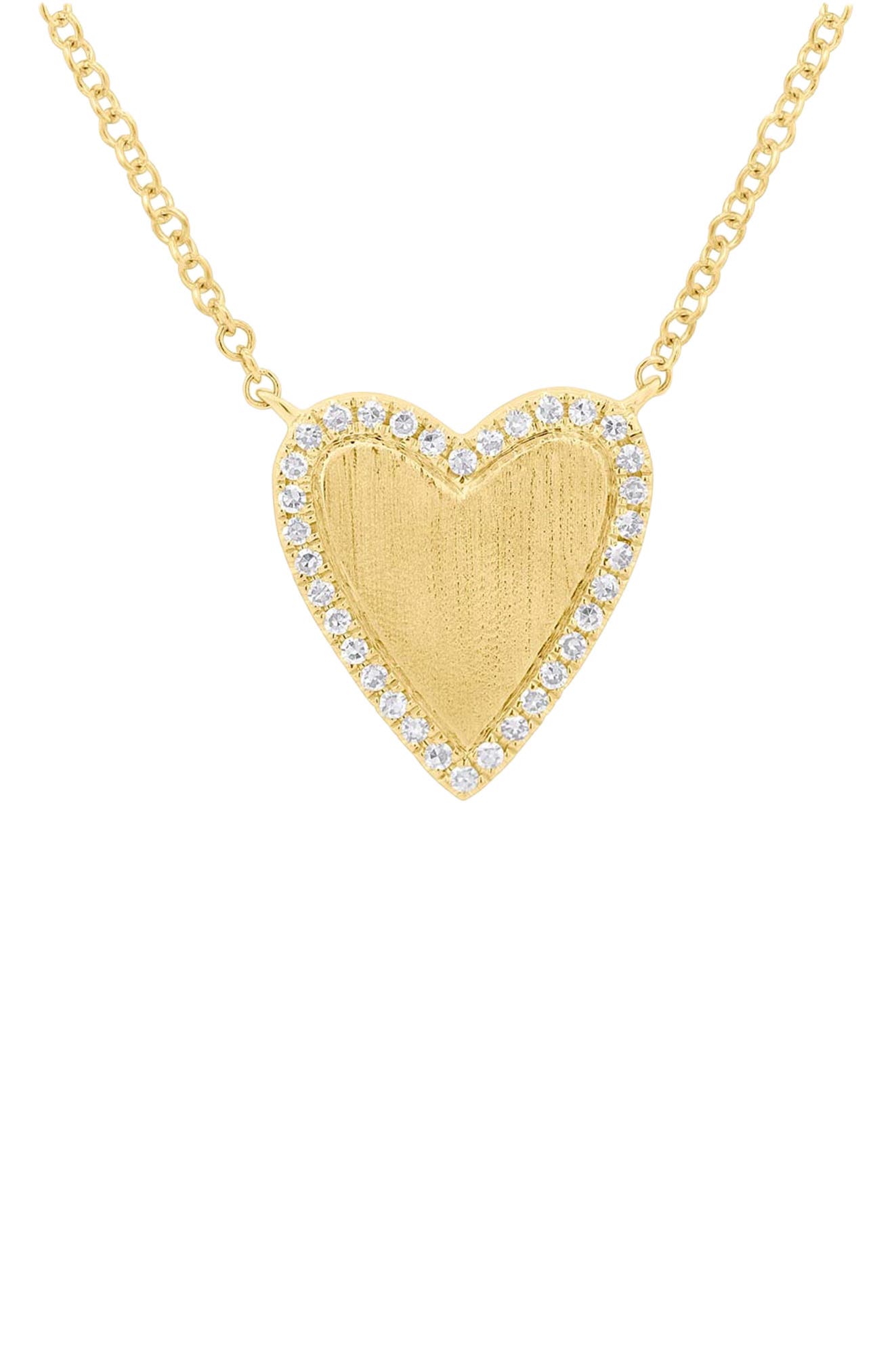 RON HAMI 14K Yellow Gold Pavé Diamond Heart Necklace - 0.09 ctw ...