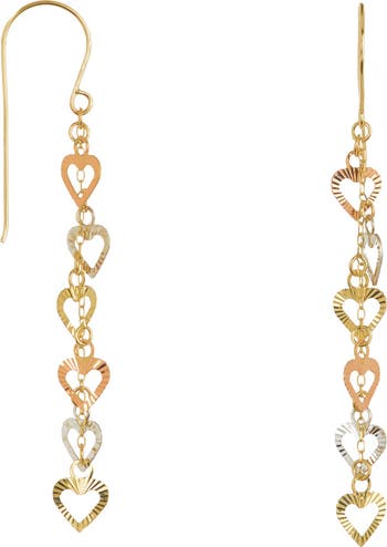 KARAT RUSH 14K Tricolor Gold Heart Drop Earrings | Nordstromrack