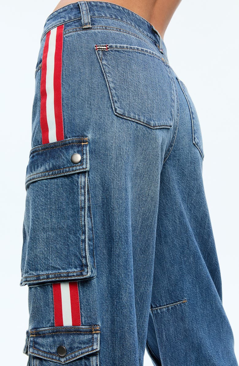 Alice + Olivia Olympia Mr. Baggy Side Stripe Cargo Jeans | Nordstromrack