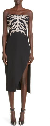 McQueen Mycelium Embellished Strapless Cocktail Dress | Nordstrom