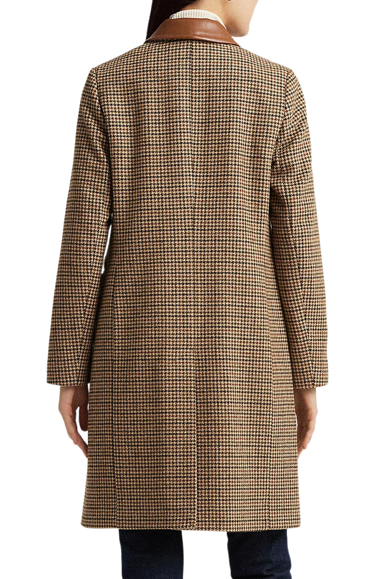 Lauren Ralph Lauren Houndstooth Single Breasted Insulated Coat | Nordstrom