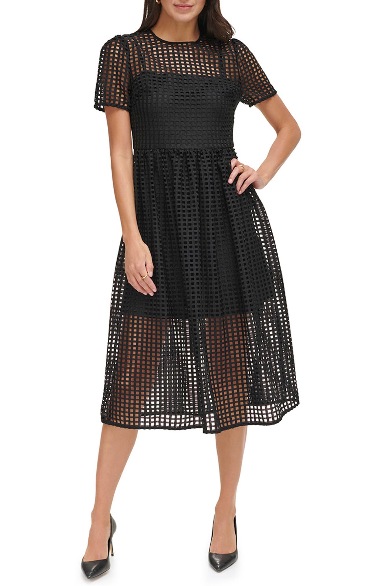 Grid Mesh Midi Dress (Women) | Nordstromrack