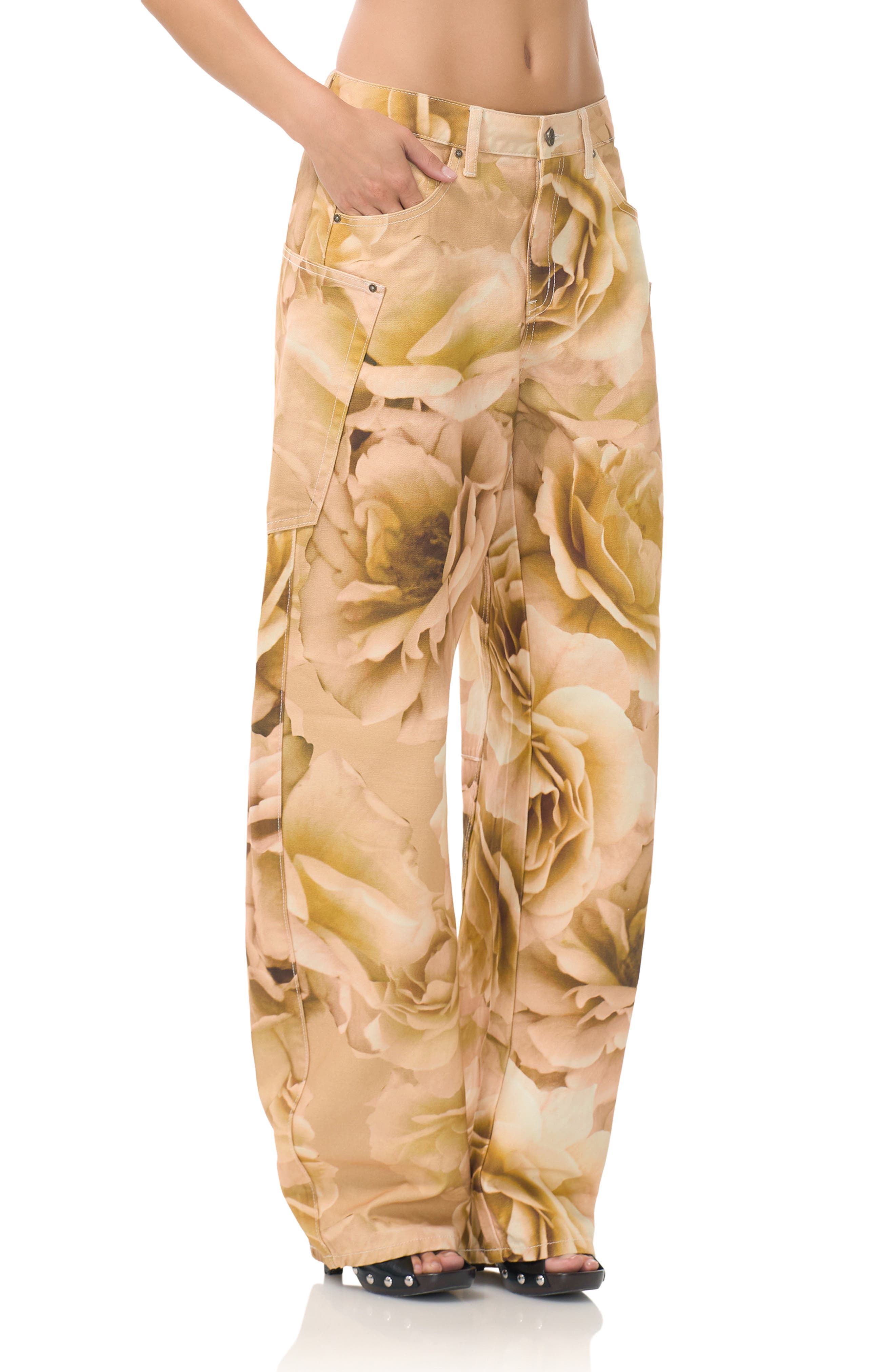 AFRM Bexley Floral Barrel Leg Jeans | Nordstromrack