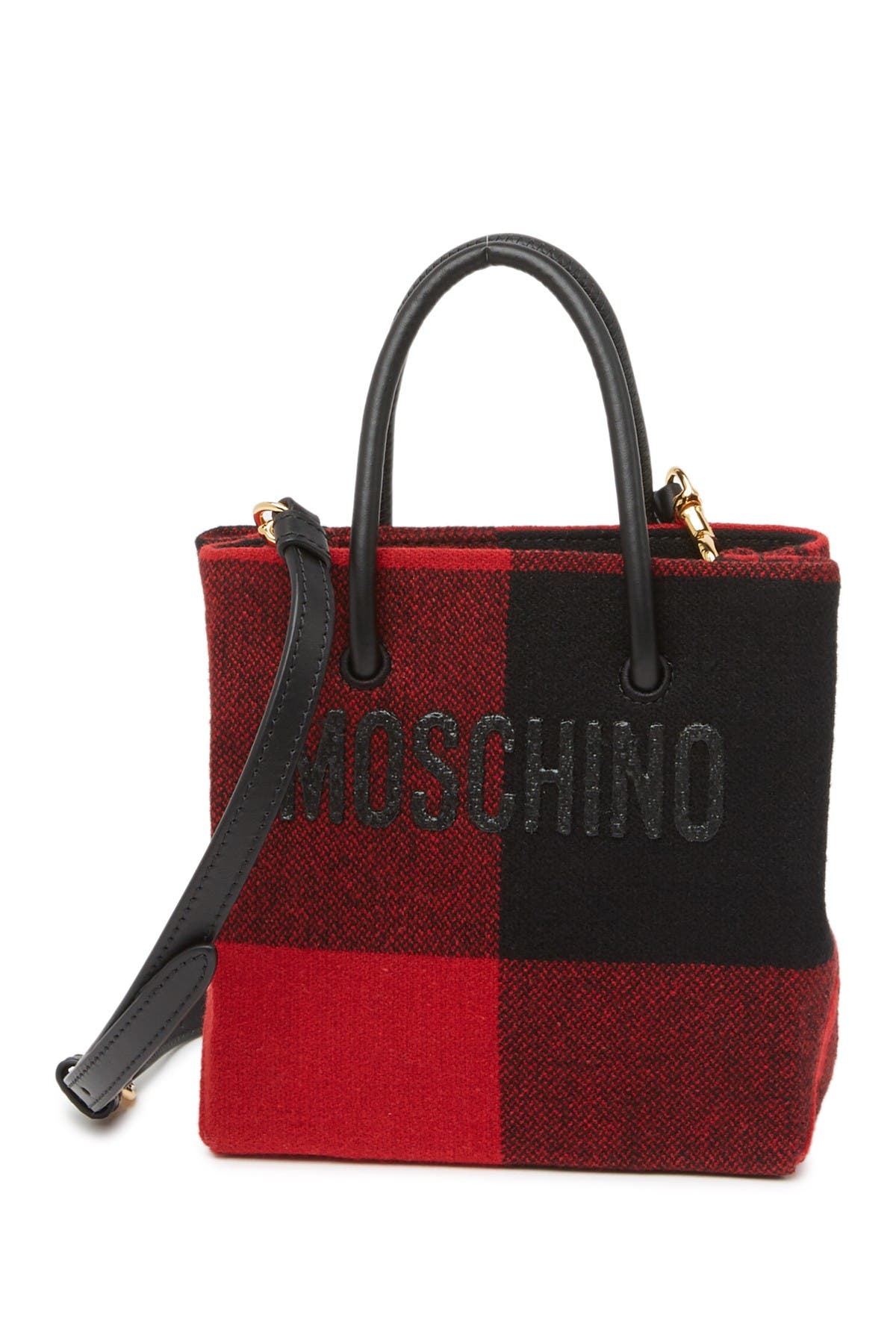 Moschino Plaid Print Logo Crossbody Bag | Nordstromrack