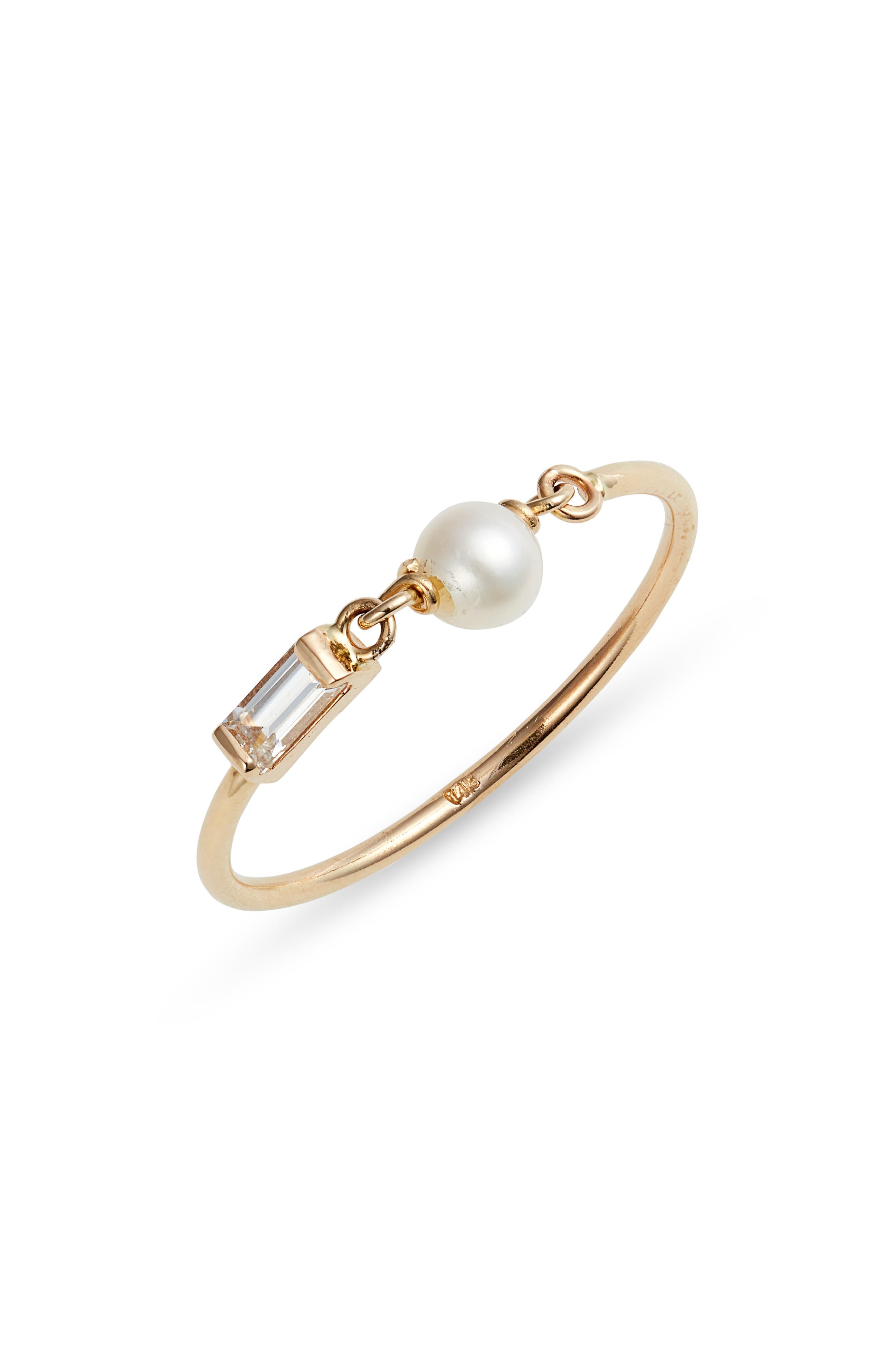 Poppy Finch Freshwater Pearl & White Sapphire Ring | Nordstrom
