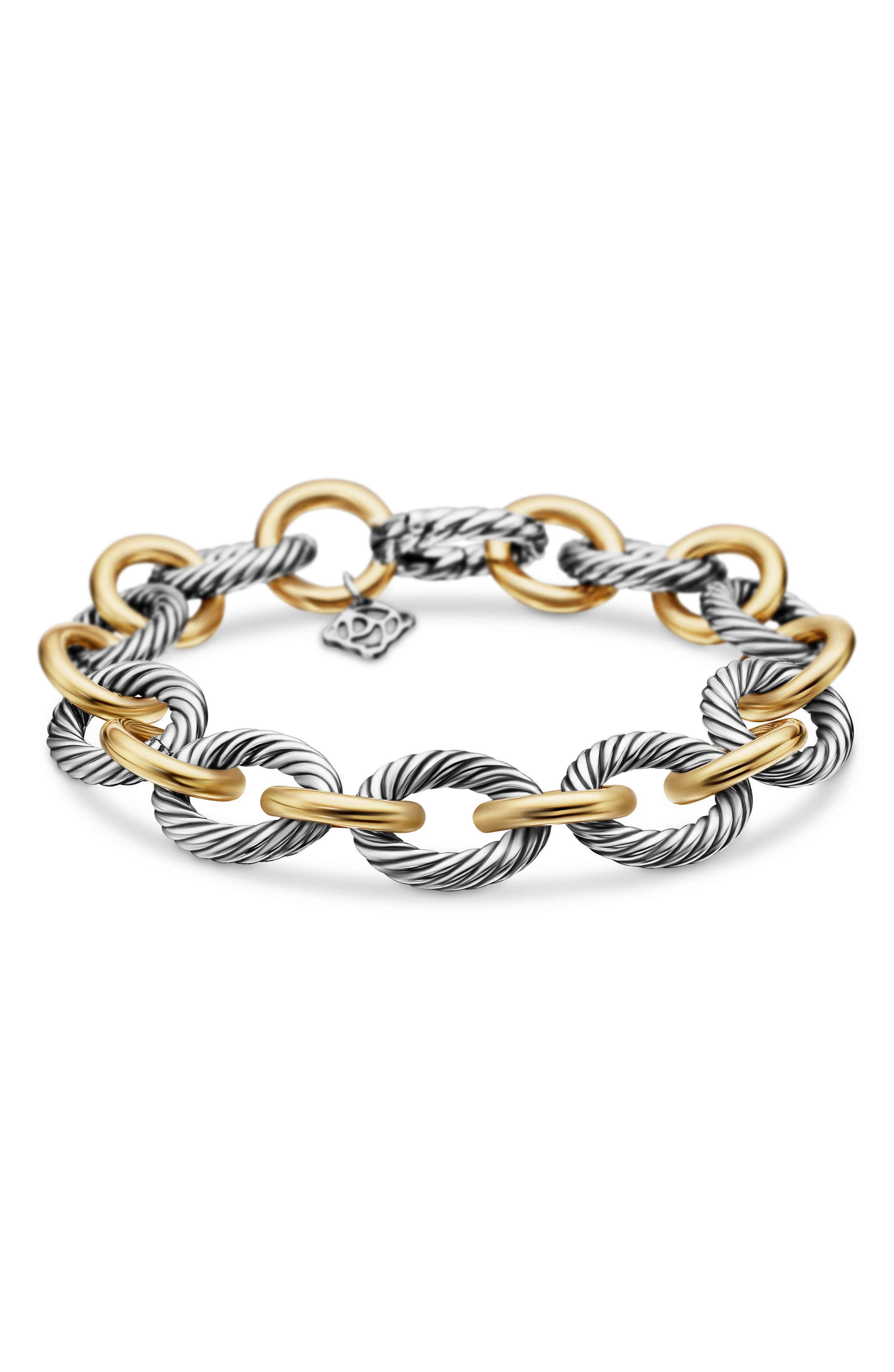 David Yurman Oval Link Chain Bracelet in Sterling Silver with 18K Gold ...
