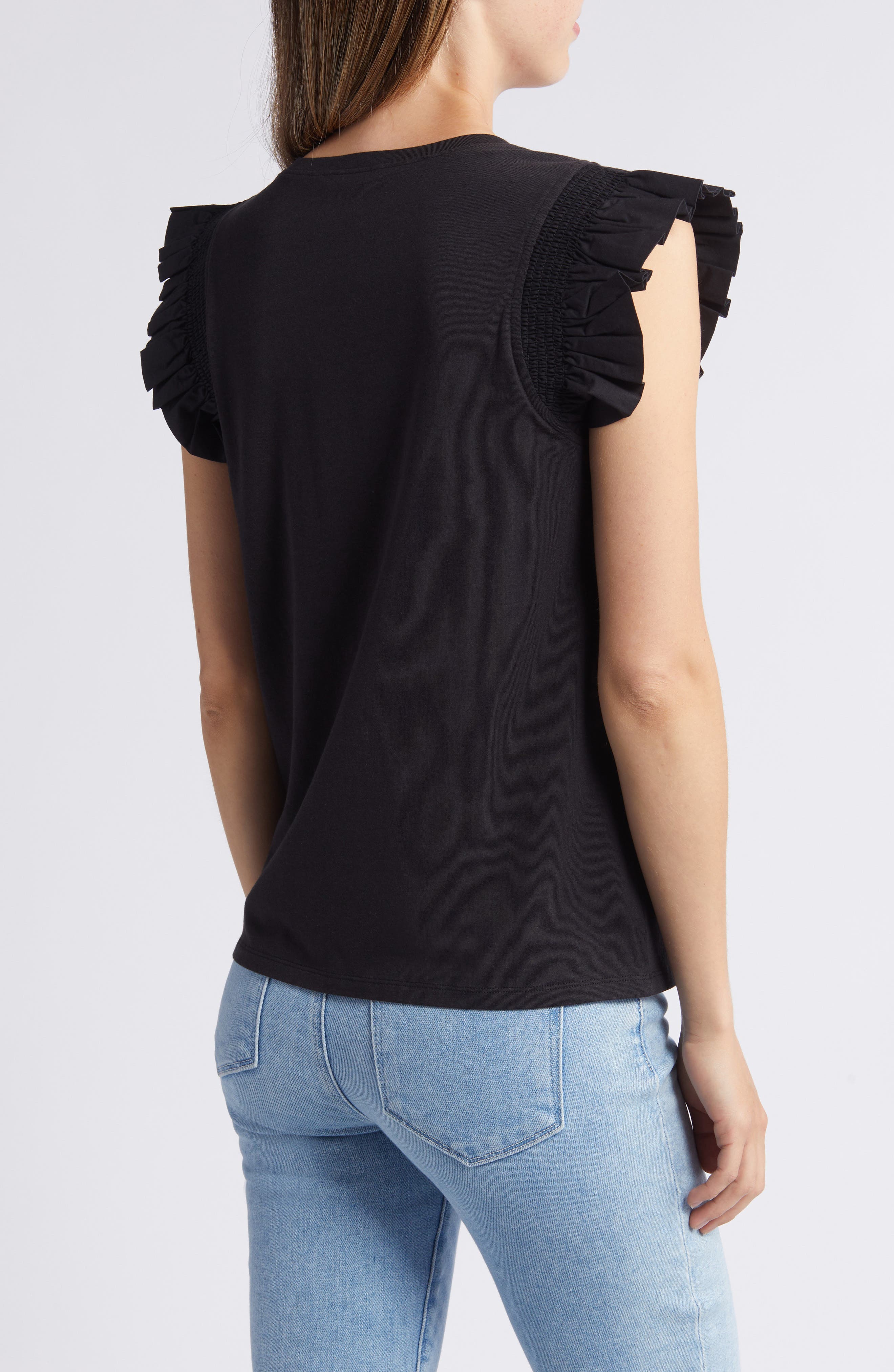 Caslon® Smocked Ruffle Sleeve Top | Nordstromrack