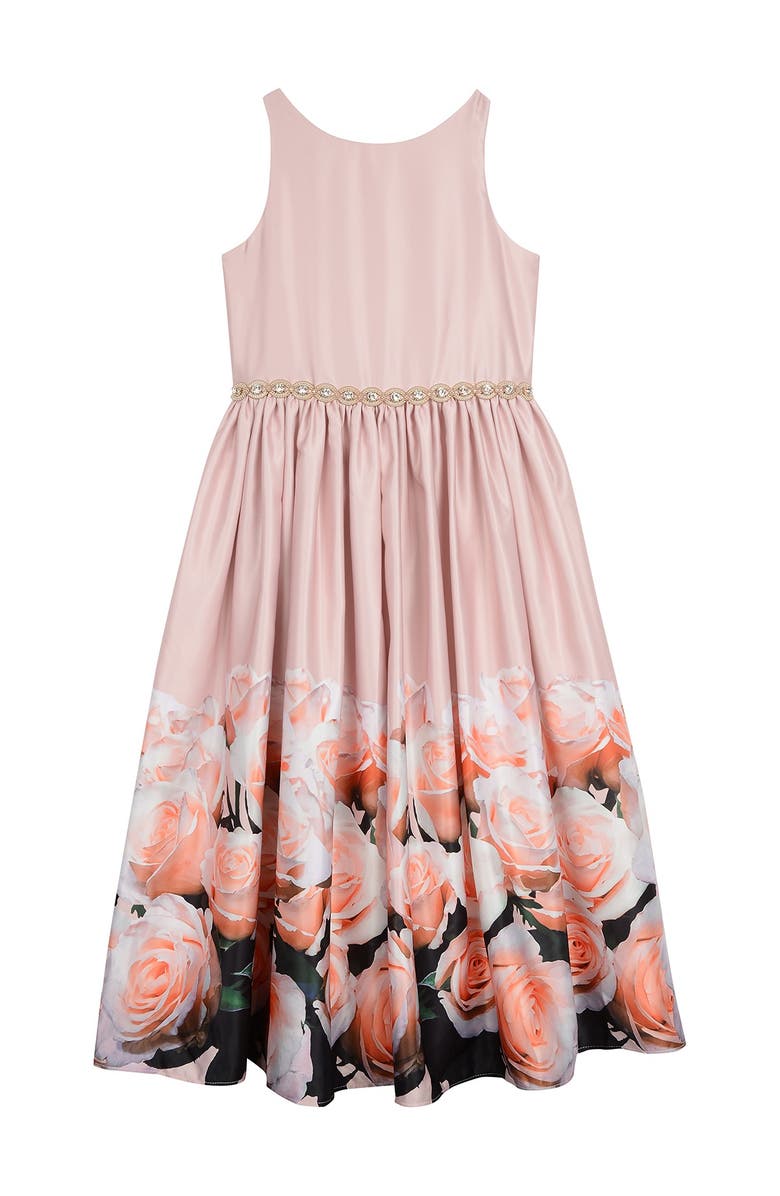 Badgley Mischka Collection Badgley Mischka Satin Border Print Dress ...