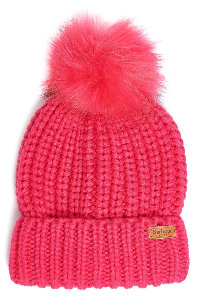 Barbour Saltburn Faux Fur Pompom Beanie | Nordstromrack