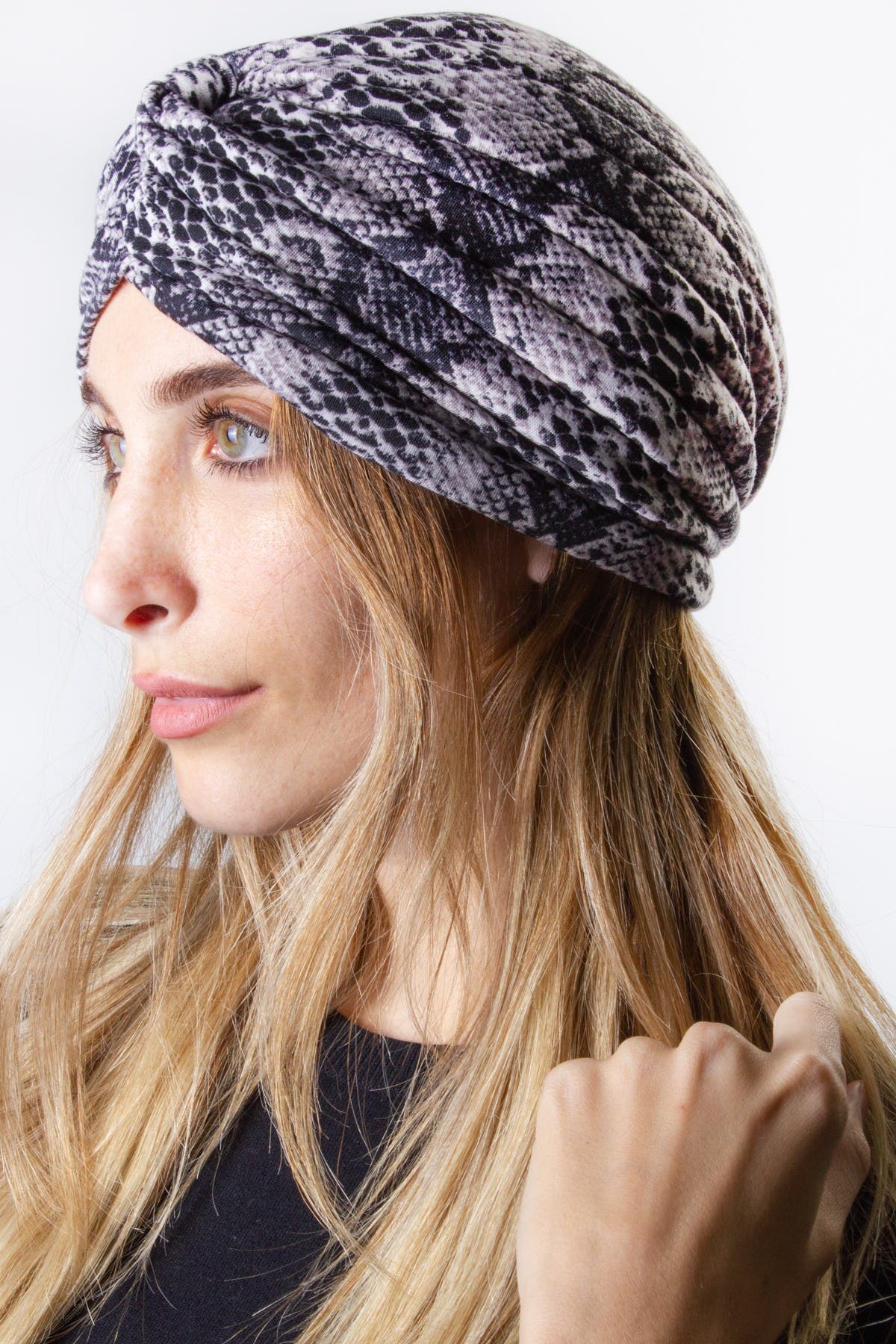 JUST JAMIE Snake Skin Print Turban | Nordstromrack