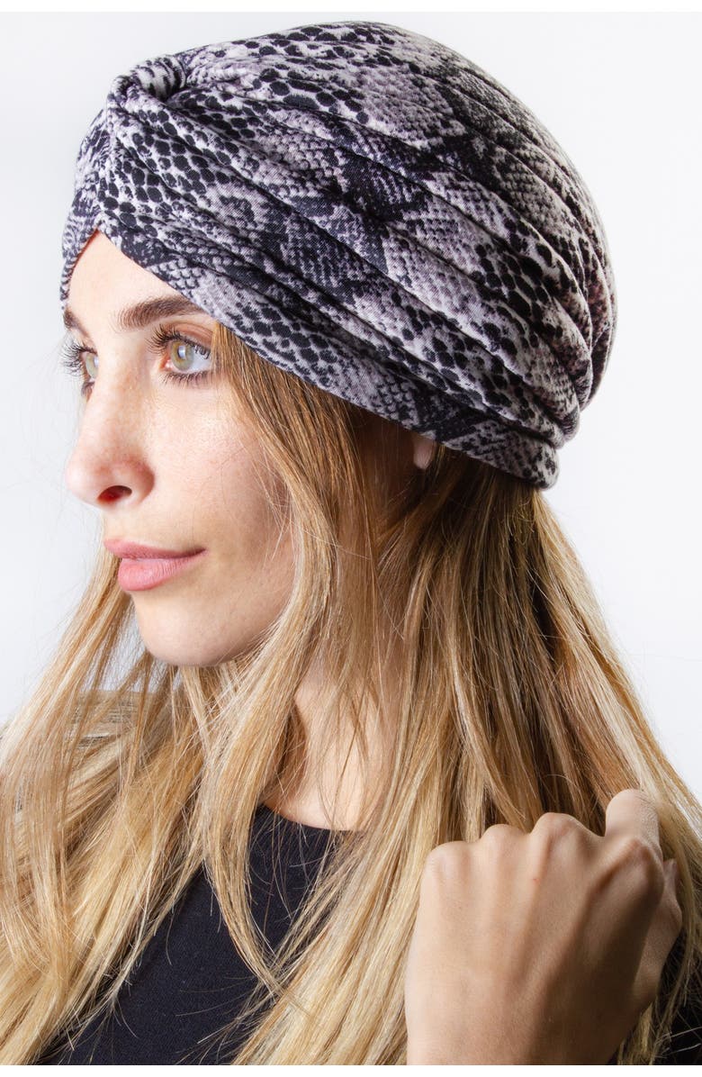 JUST JAMIE Snake Skin Print Turban | Nordstromrack