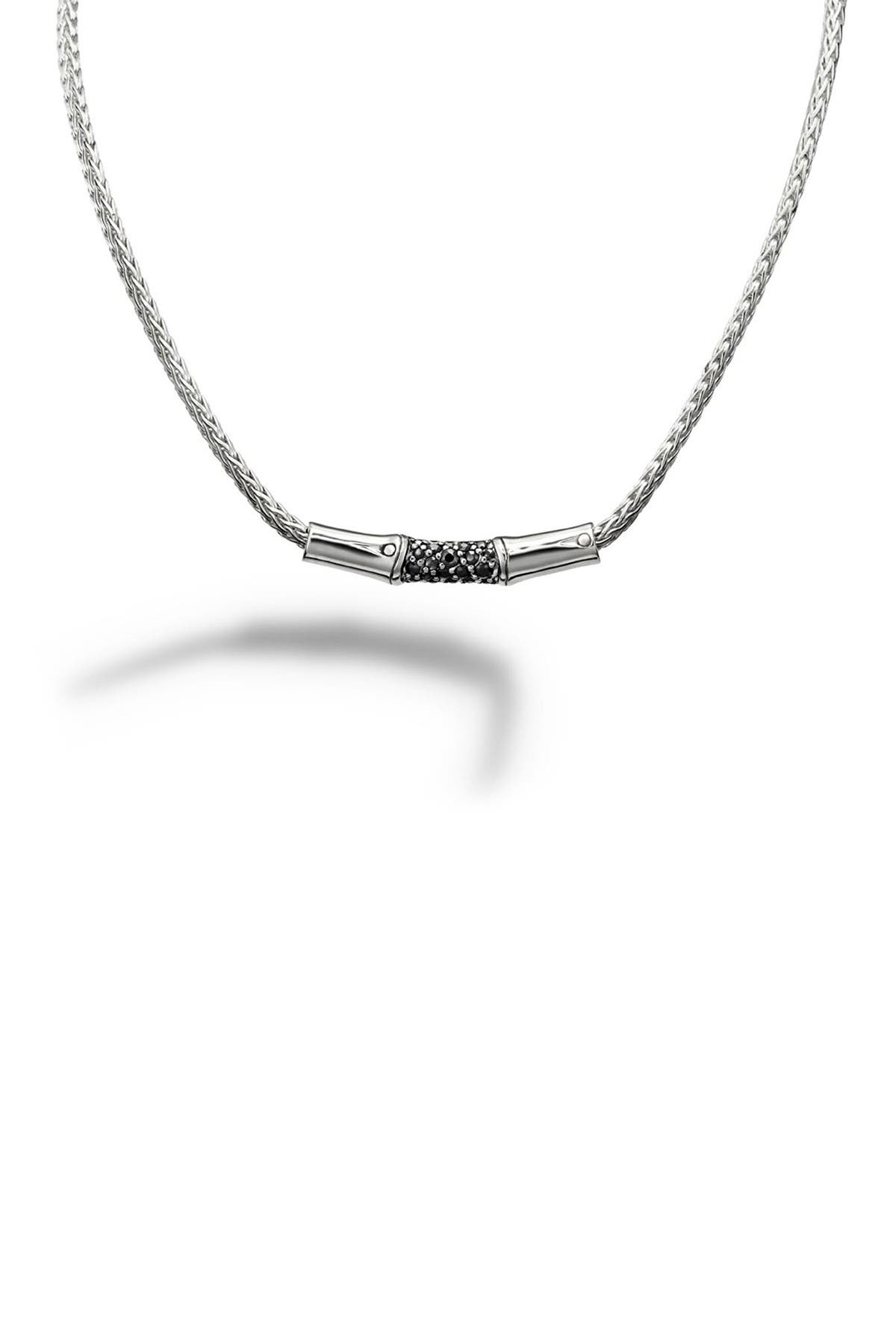 John Hardy Sterling Silver Pave Black Sapphire Bamboo Textured Slider ...