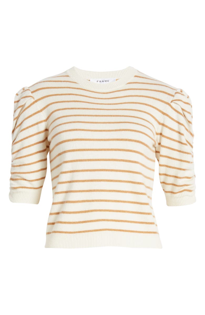 FRAME Stripe Ruched Sleeve Cashmere Sweater | Nordstromrack