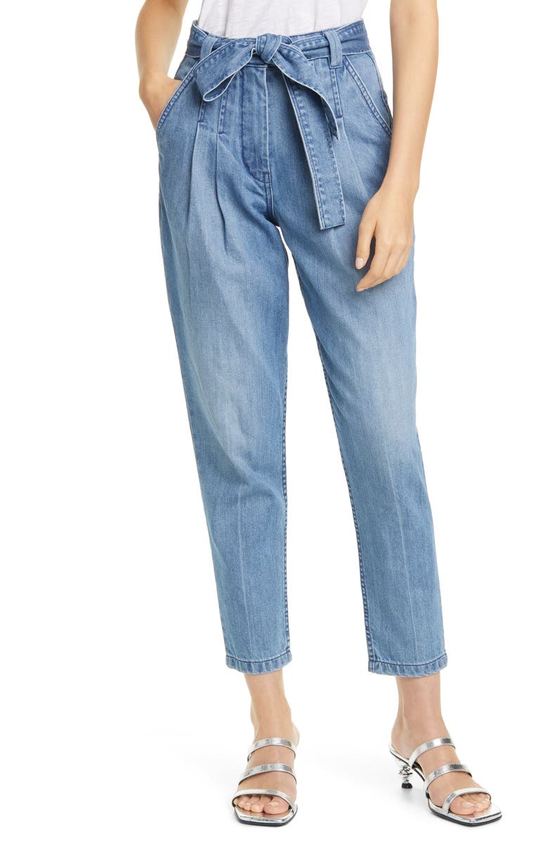 La Vie Rebecca Taylor Tie Paperbag Waist Ankle Jeans | Nordstrom