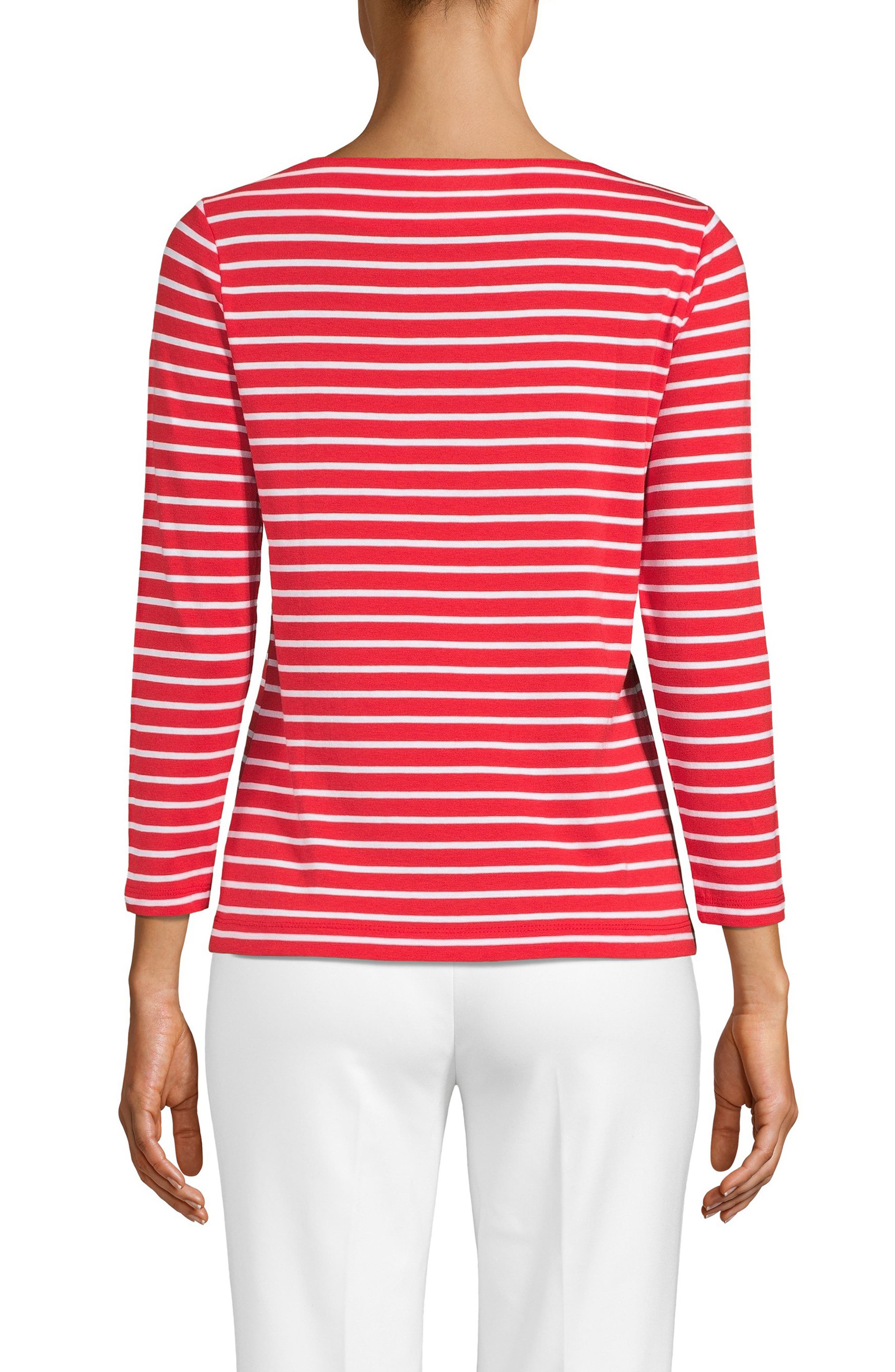 Anne Klein Stripe Boat Neck Top | Nordstromrack