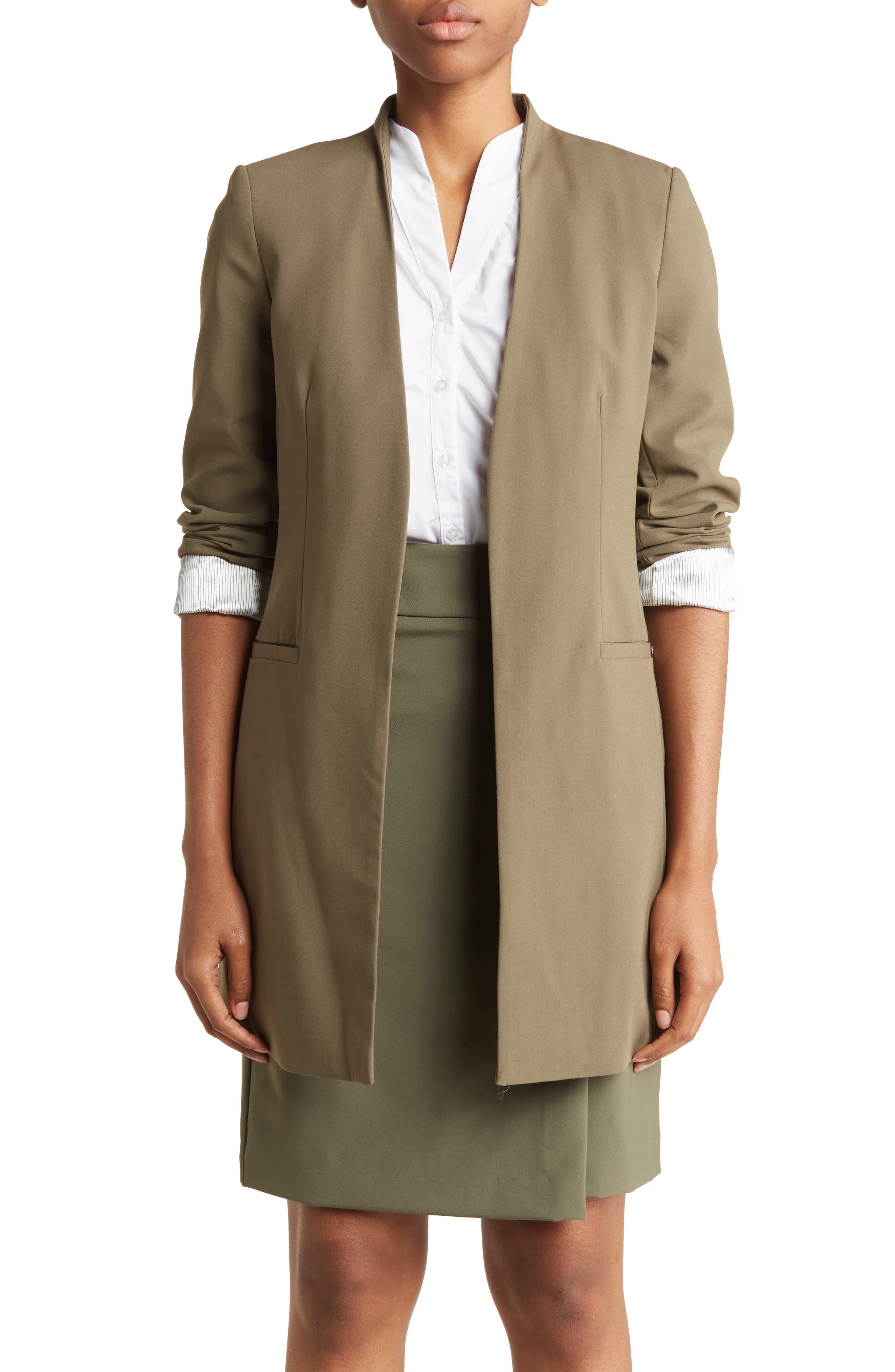 Calvin Klein Open Front Roll Sleeve Blazer | Nordstromrack
