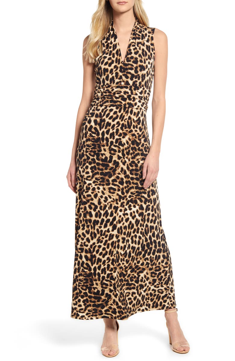 Vince Camuto Exotic Animal Print Halter Neck Maxi Dress | Nordstrom