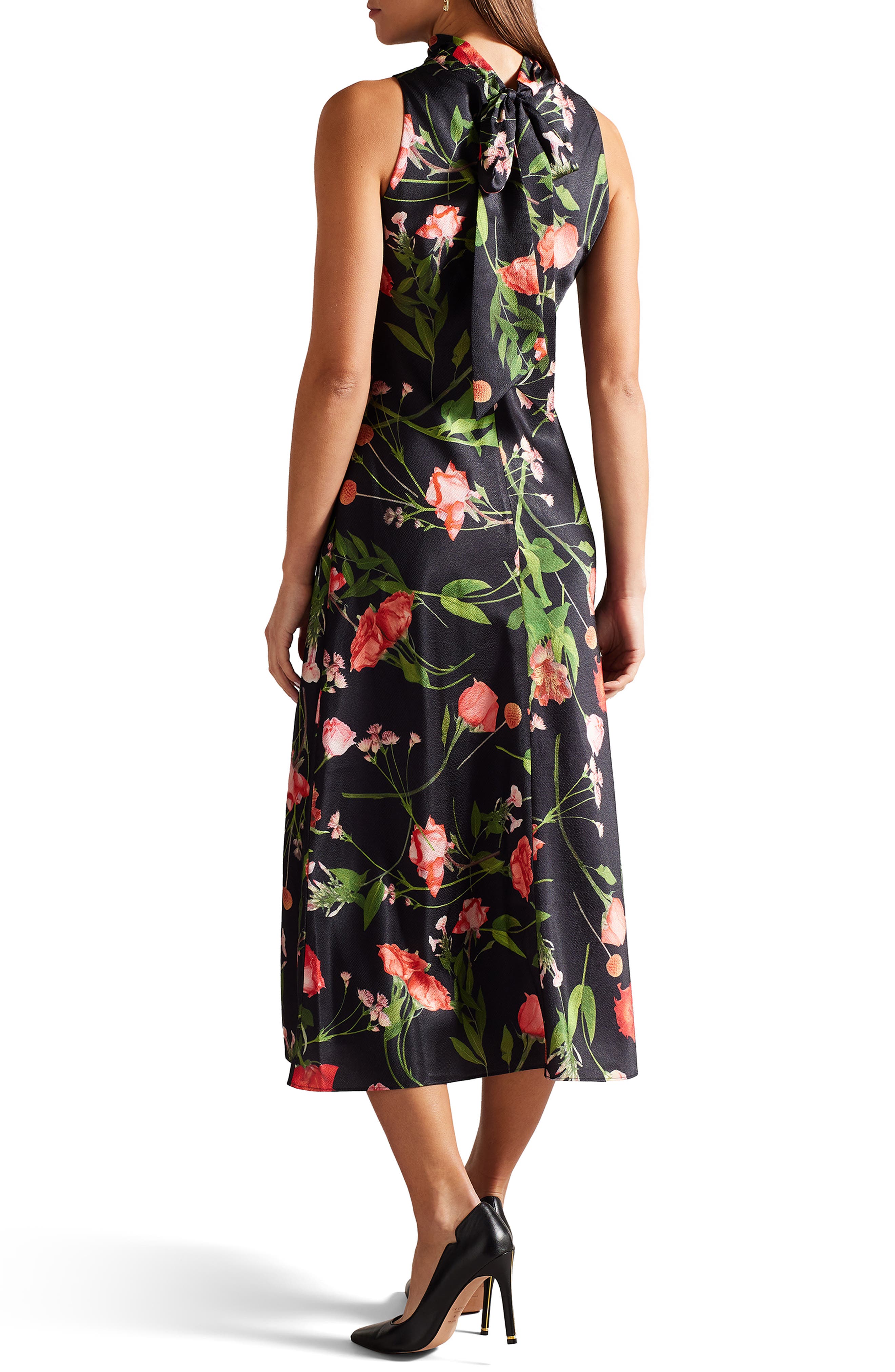 Ted Baker London Connihh Floral Cowl Neck Sleeveless Satin Midi Dress ...