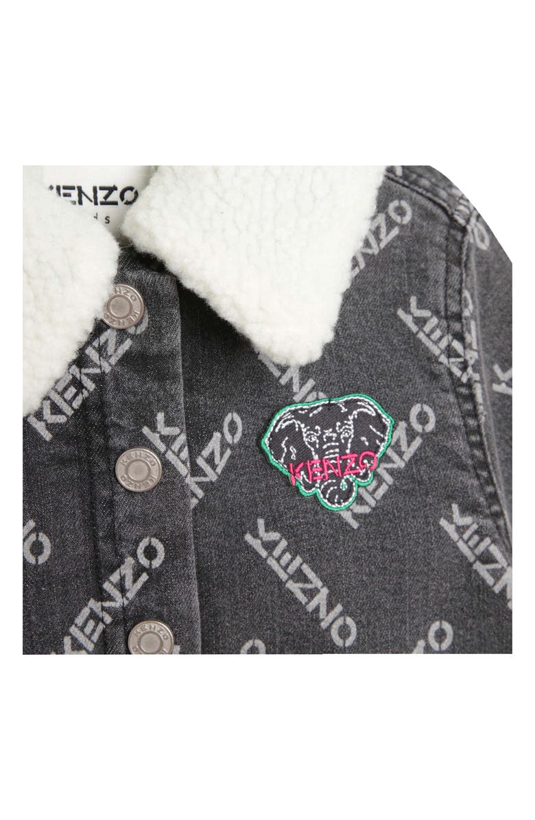 KENZO Kids' Logo Faux Shearling Collar Denim Jacket | Nordstromrack