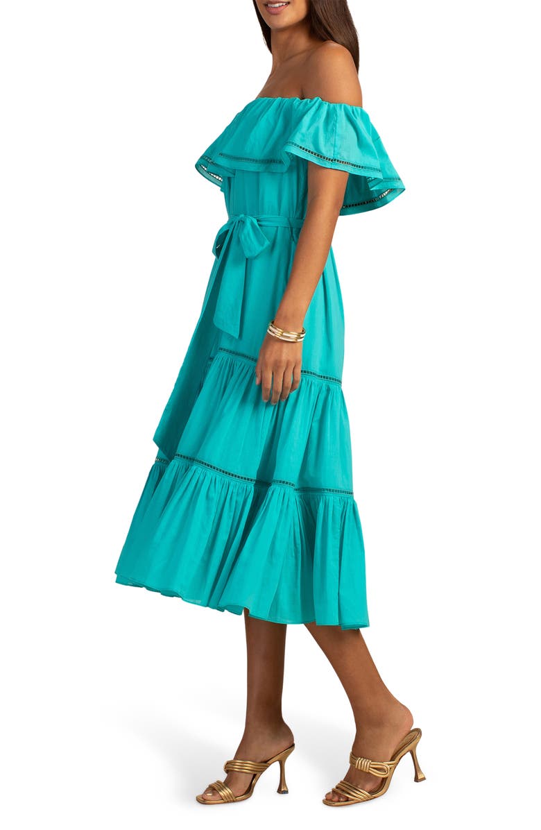 Trina Turk Salima Off the Shoulder Ruffle Tiered Midi Dress | Nordstromrack