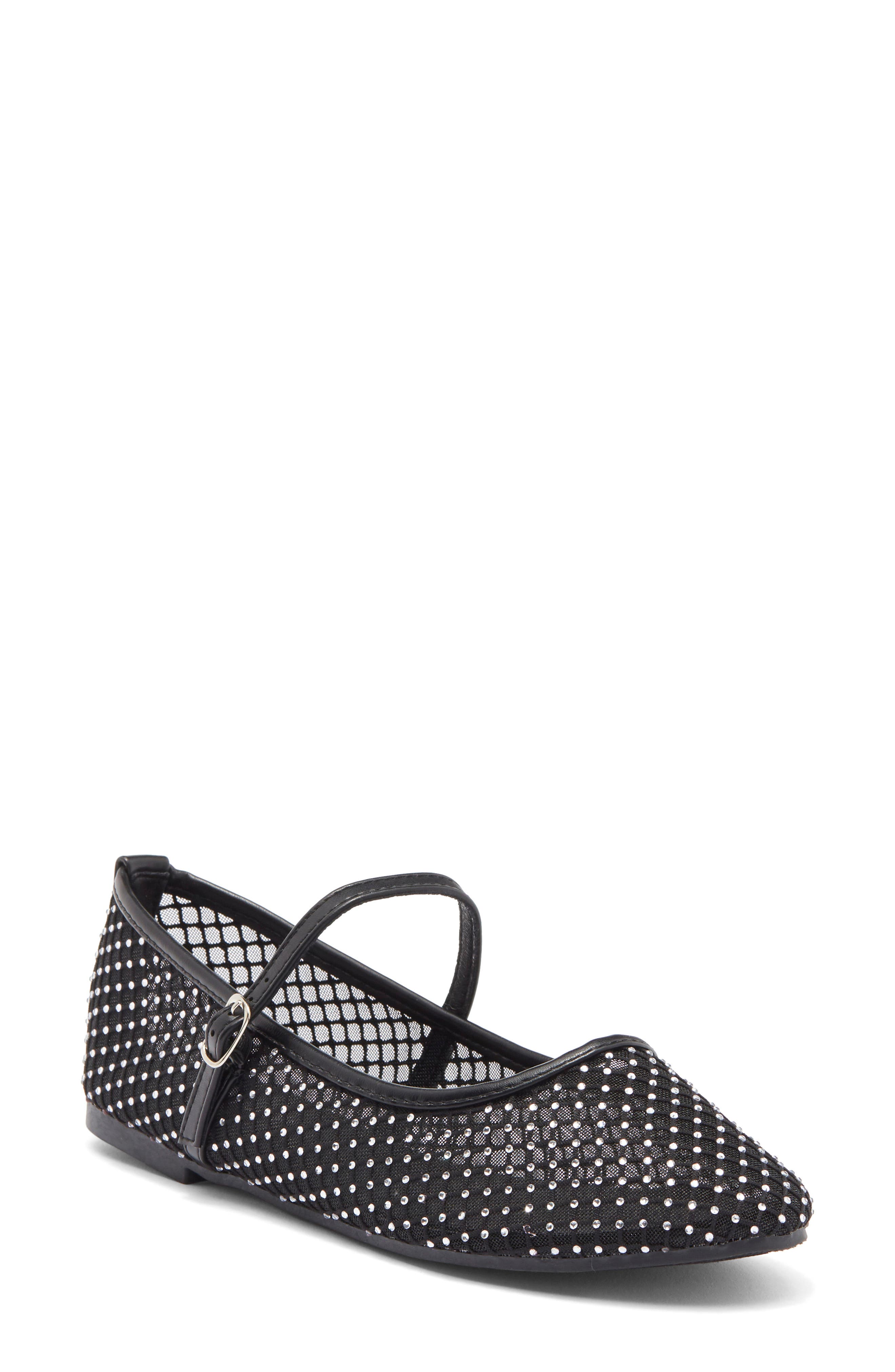 TOP GUY SHOES Rosario Rhinestone Mesh Mary Jane Flat (Women ...
