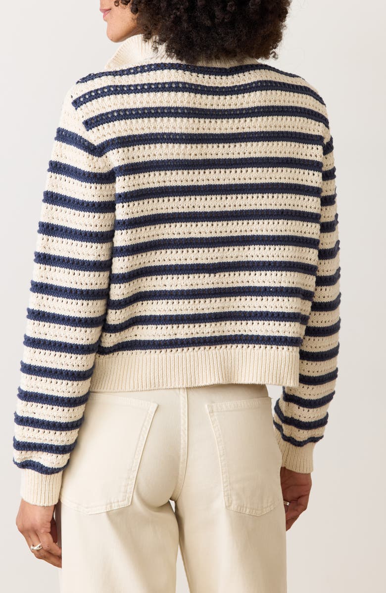 Marine Layer Stripe Open Stitch Quarter Zip Sweater | Nordstromrack