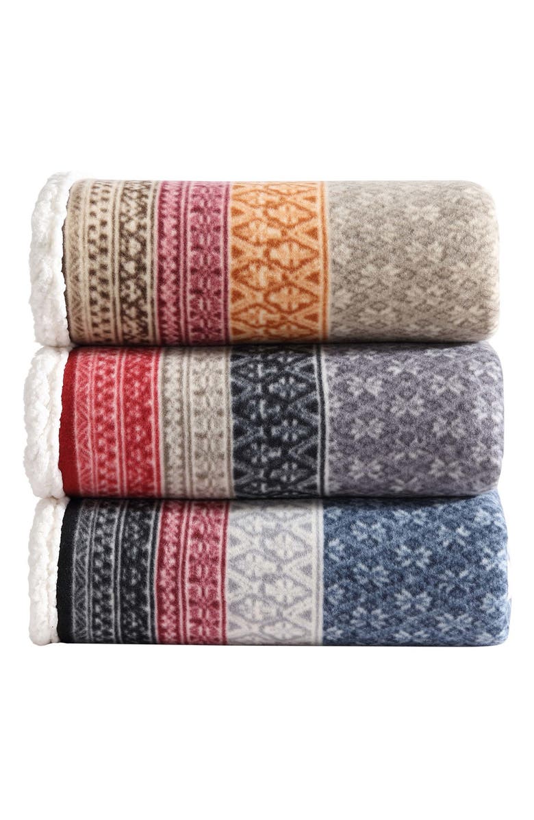 Eddie Bauer Fair Isle Faux Shearling Throw Blanket | Nordstromrack