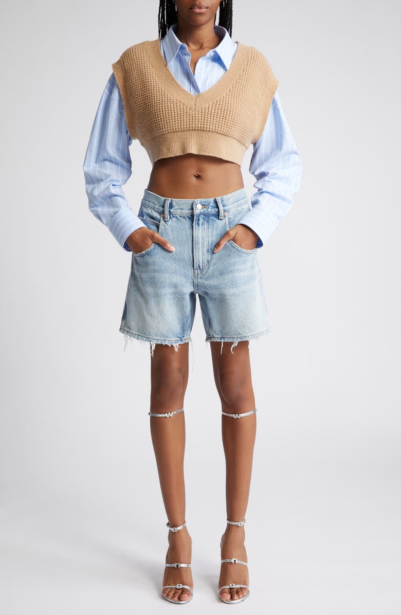 Alexander Wang Fray Hem Loose Fit Denim Shorts | Nordstrom