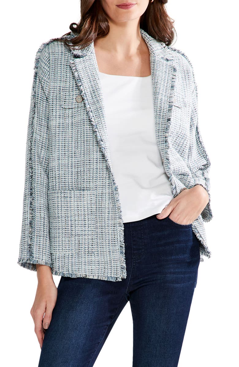 NIC+ZOE Vapor Blues Fringe Trim Jacket | Nordstromrack