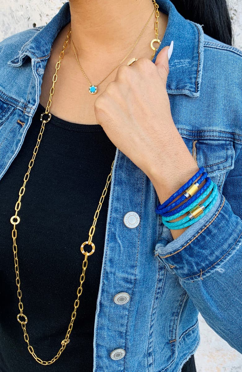 Liza Schwartz Gold-Tone Braided Leather Triple Wrap Bracelet ...