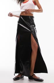 Topshop Double Slit Faux Leather Maxi Skirt | Nordstromrack Topshop Double Slit Faux Leather Maxi Skirt | Nordstromrack
