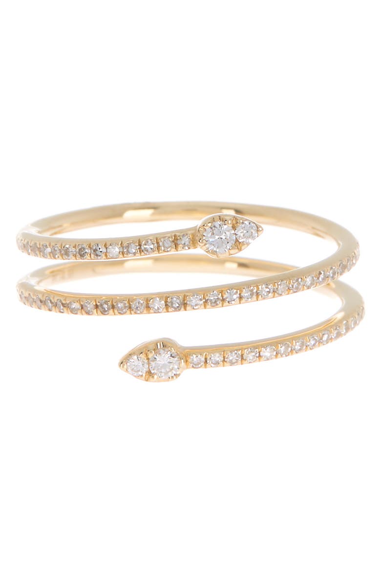 EF Collection 14K Yellow Gold Pave Diamond Double Teardrop Twist Ring ...