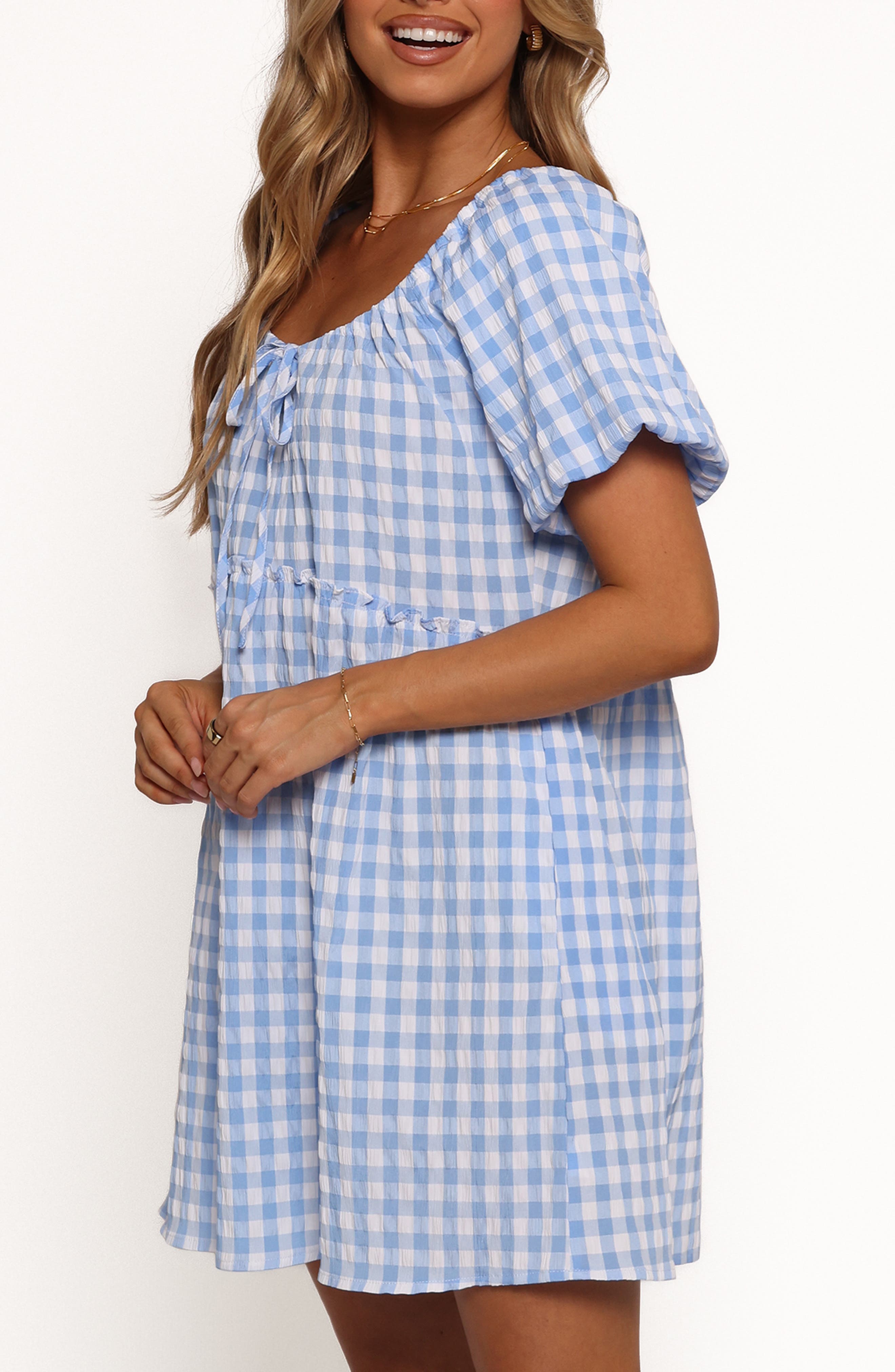 Petal & Pup Dorthea Gingham Cotton Blend Minidress | Nordstromrack