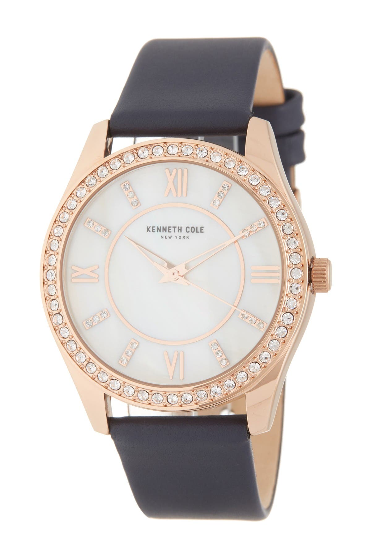 Women's Crystal Embellished Leather Strap Watch, 40mm (Women ...