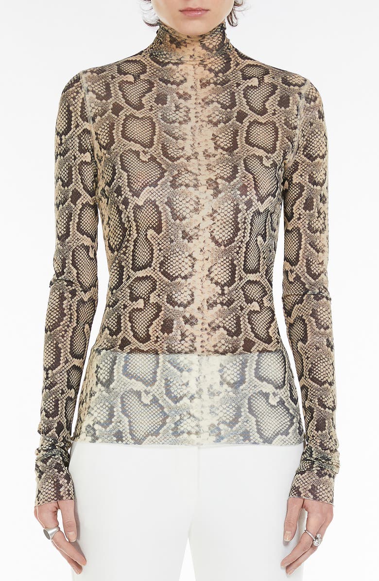 SPORTMAX Snakeskin Print Stretch Tulle Top | Nordstrom