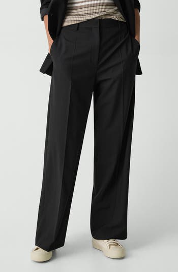 Theory High Waist Straight Leg Stretch Wool Pants | Nordstrom