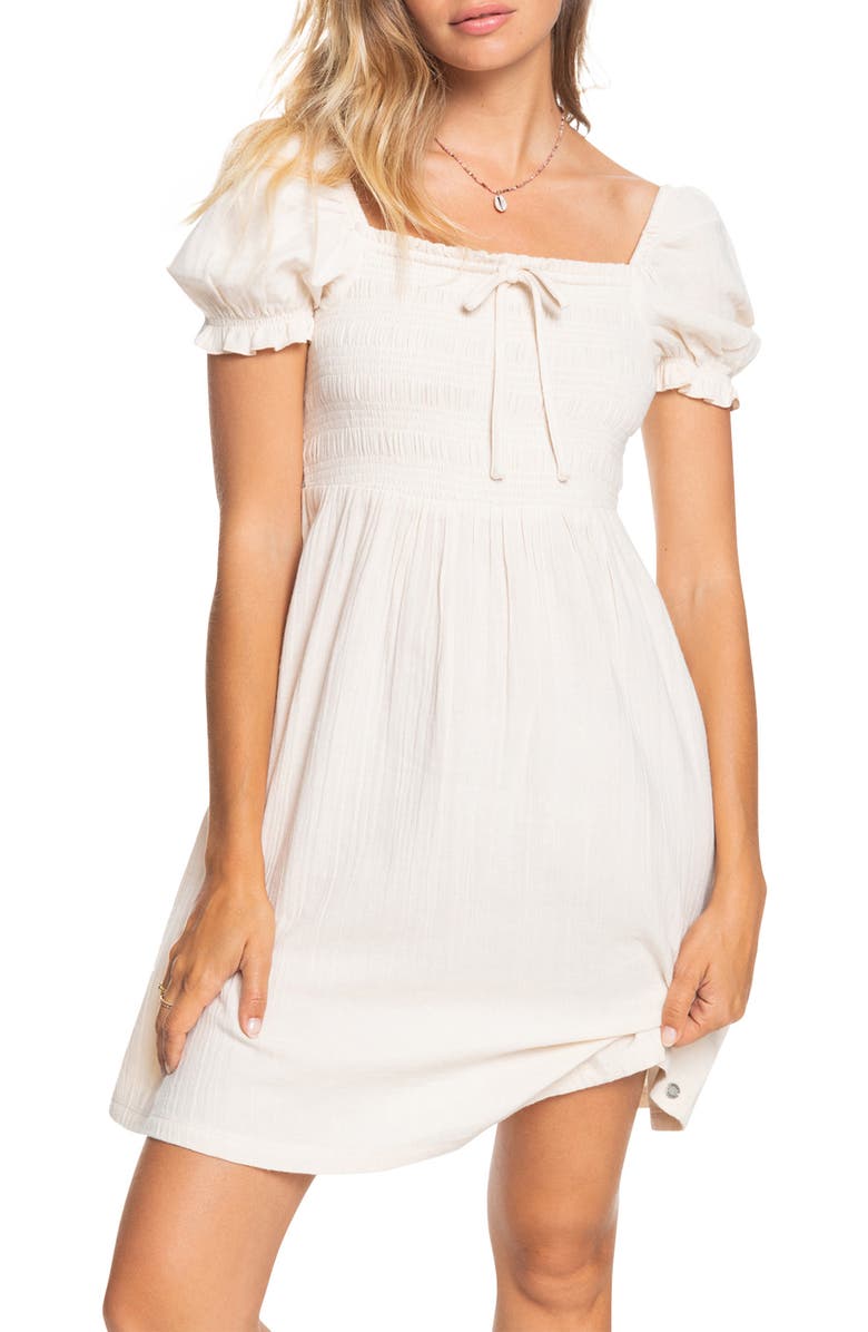 Roxy Hello Again Smocked Cotton Minidress | Nordstromrack