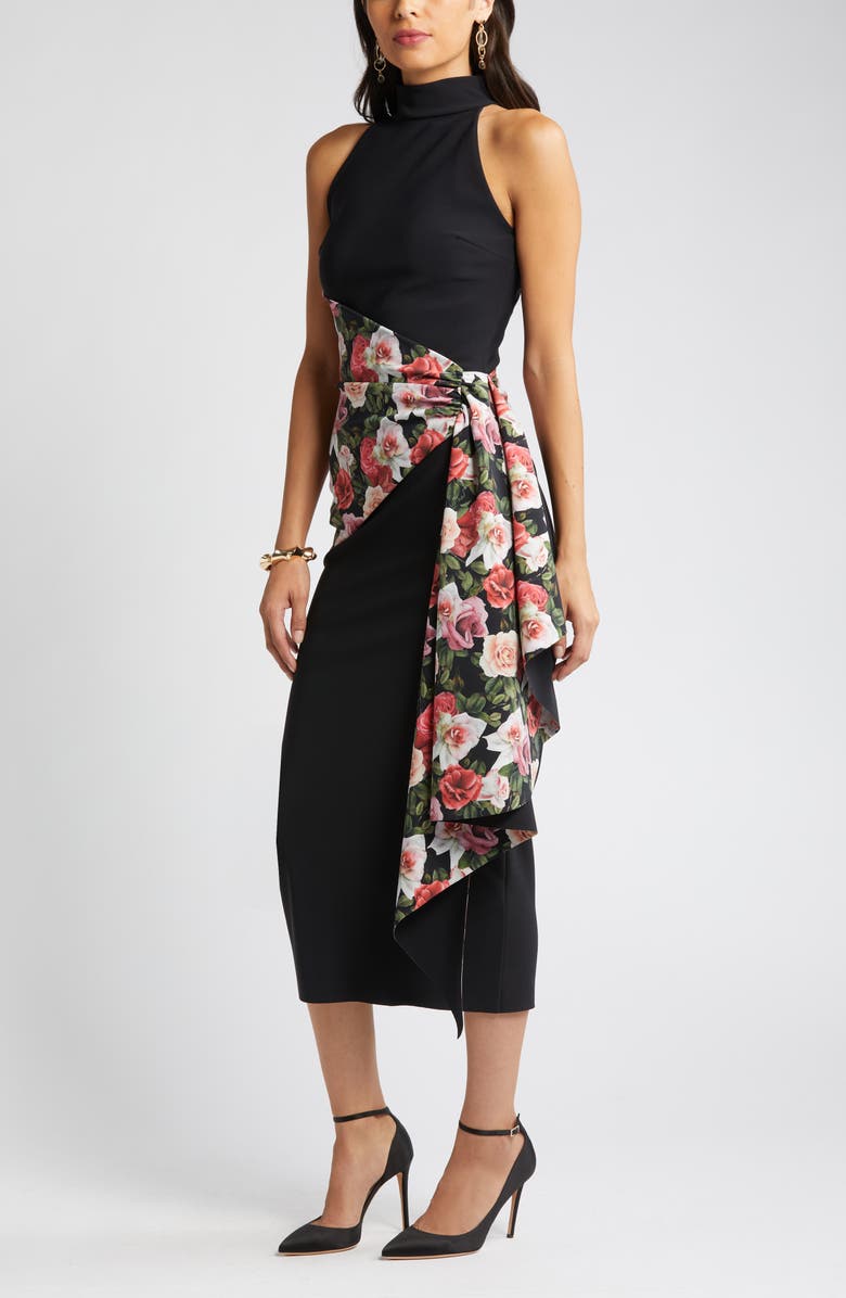 Chiara Boni La Petite Robe Gudairi Floral Panel Cascade Detail Halter ...