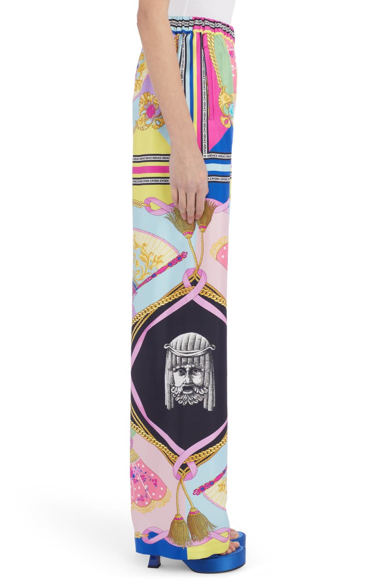 Versace Ventagli Fan Print Silk Pants | Nordstrom