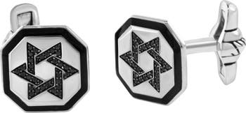 EFFY Men's Sterling Silver Black Spinel Star of David Cuff Links ...