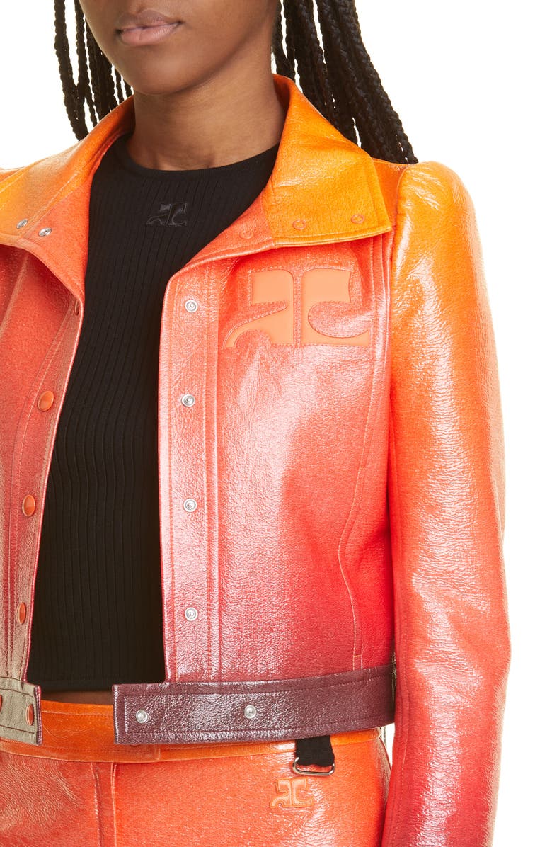 Courrèges Ombré Sunset Vinyl Crop Jacket | Nordstromrack