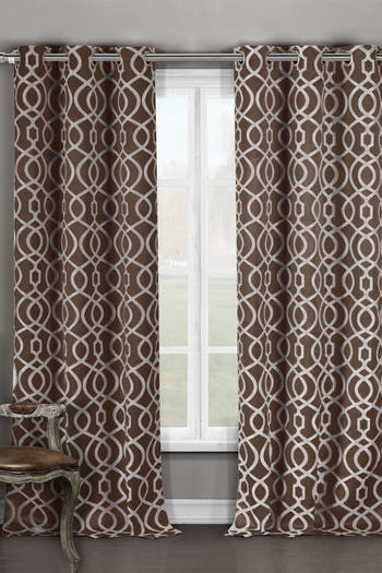 Duck River Textile Harris Geometric Blackout Curtain Set - Chocolate ...