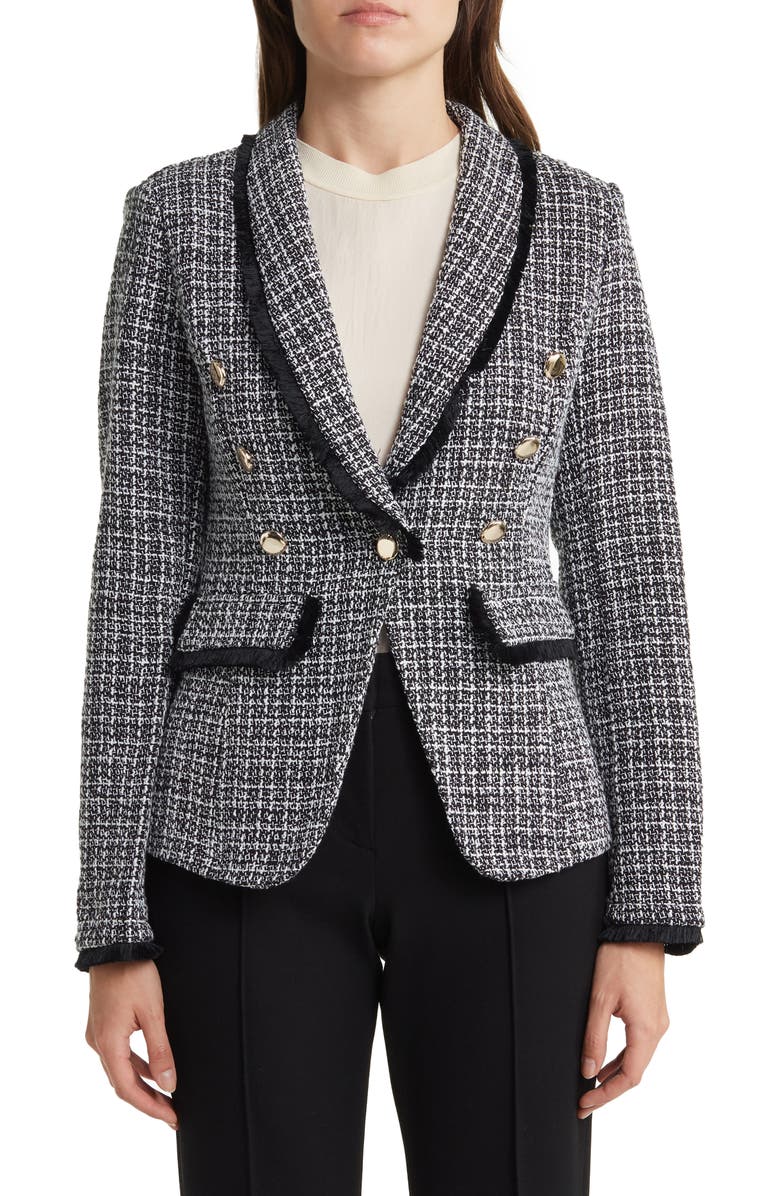 PLM Double Breasted Fitted Tweed Jacket | Nordstromrack