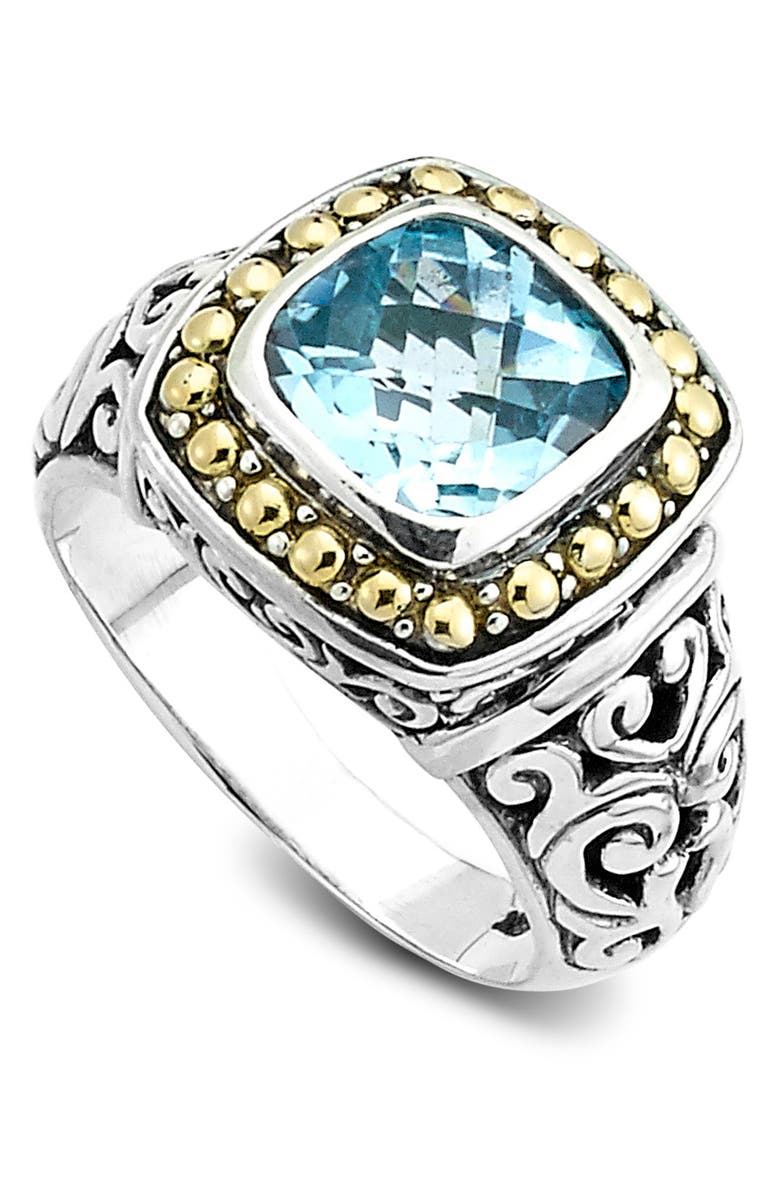 SAMUEL B. 18K Yellow Gold & Sterling Silver Cushion Cut Blue Topaz ...