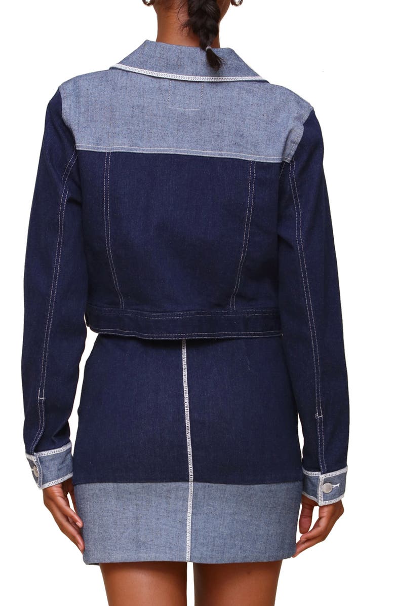 Avec Les Filles Colorblock Crop Denim Jacket | Nordstrom