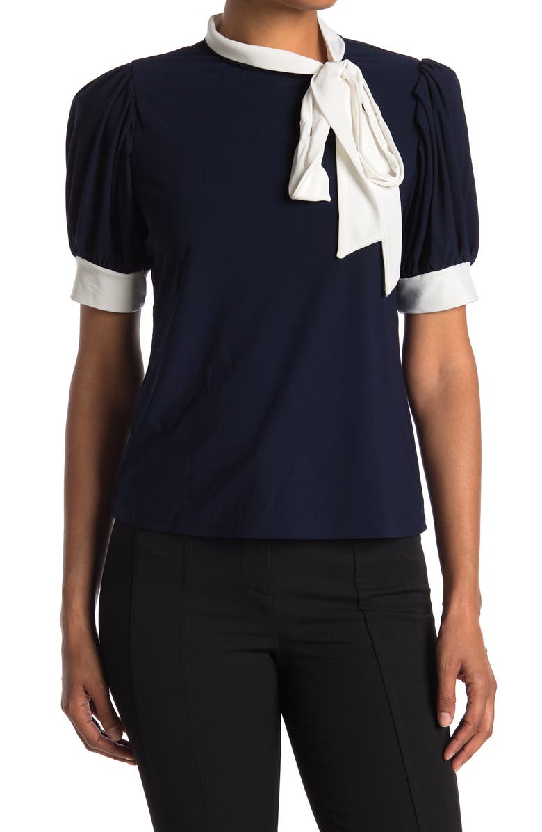 CeCe Tie Neck Puff Sleeve Blouse | Nordstromrack