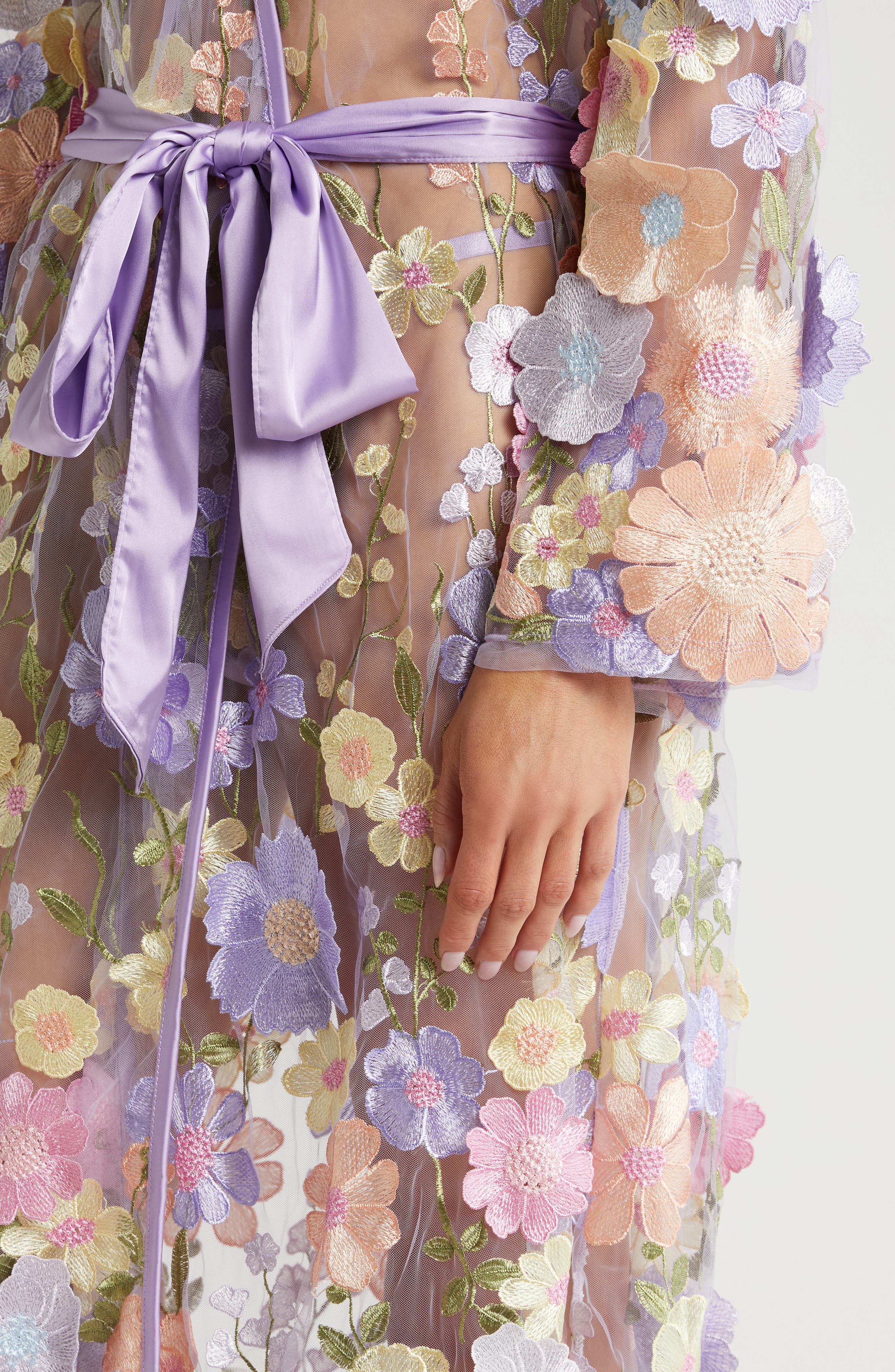 KILO BRAVA Floral Embroidered Maxi Robe | Nordstrom