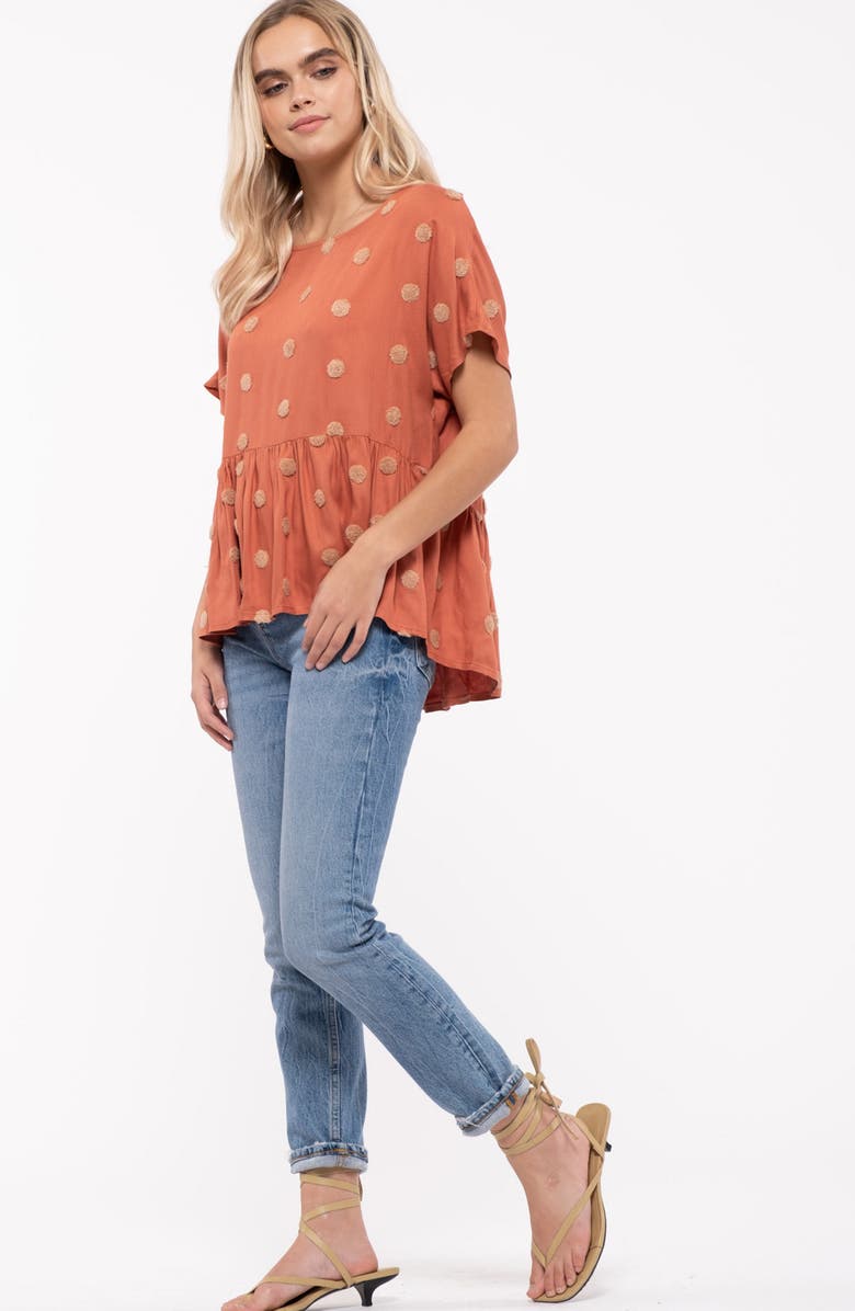 Blu Pepper Dot Print Pepum Top | Nordstromrack