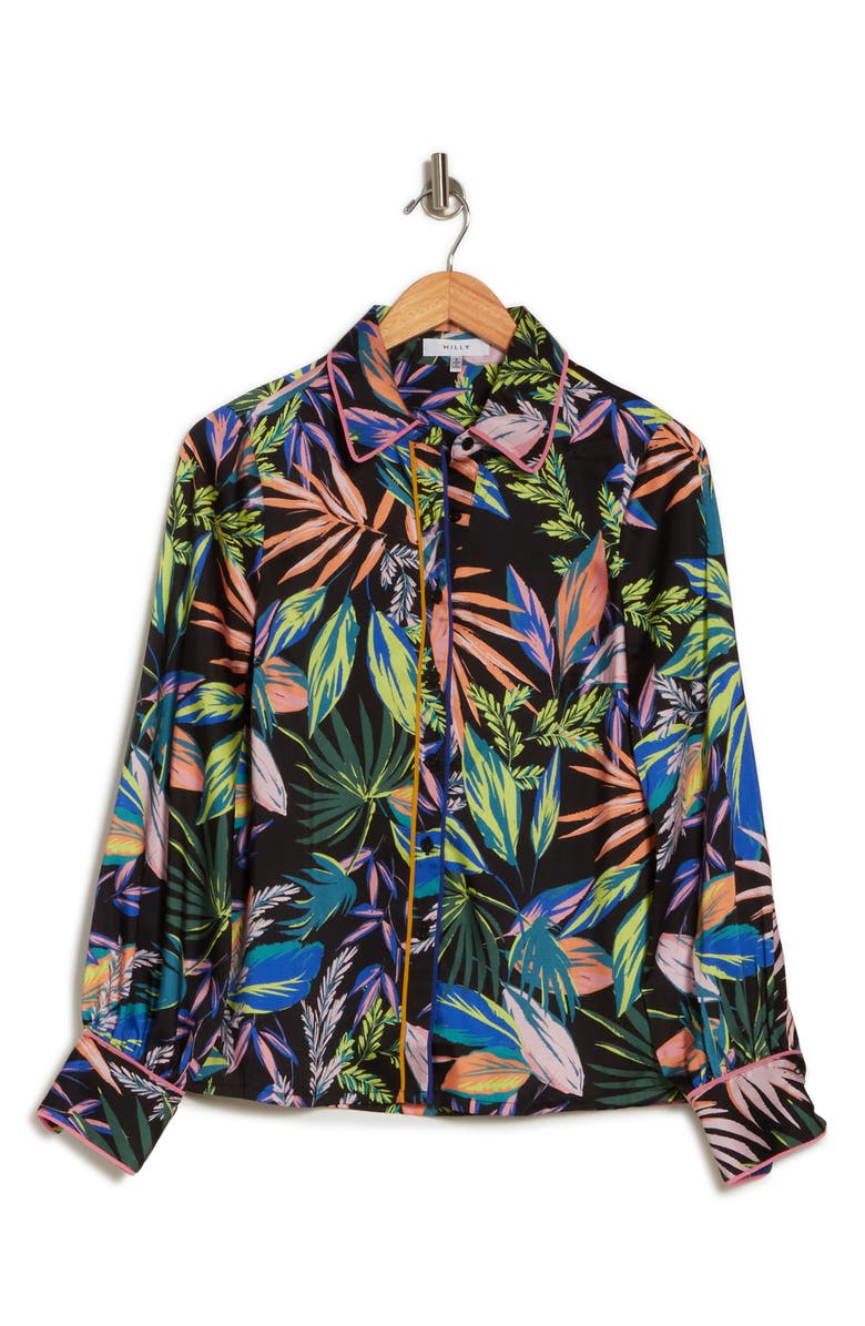 Milly Juliette Tropical Palm Button Front Shirt | Nordstromrack