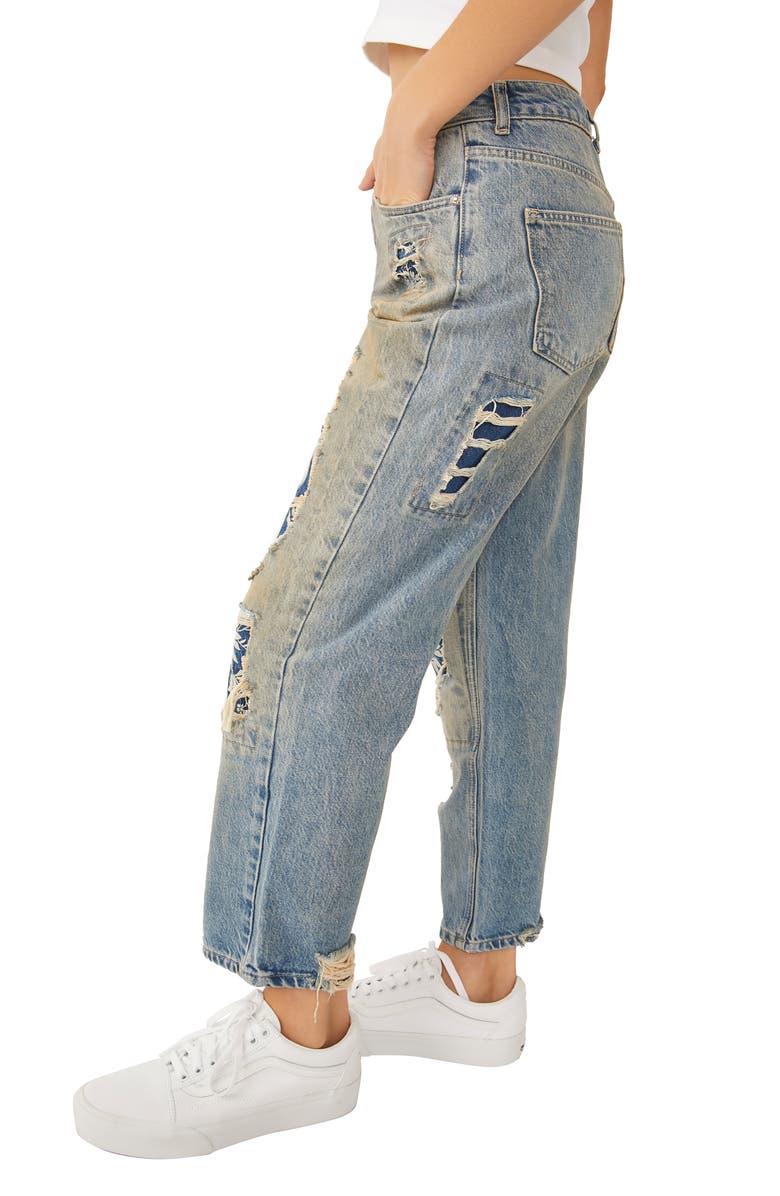 Free People Desert Rose Floral Distressed Straight Leg Jeans ...